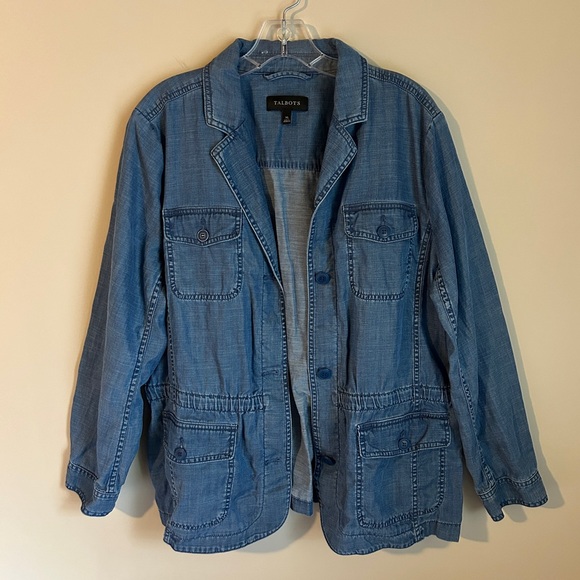Talbots | Tops | Talbots Chambray Denim Blue Button Down Collared Shirt ...